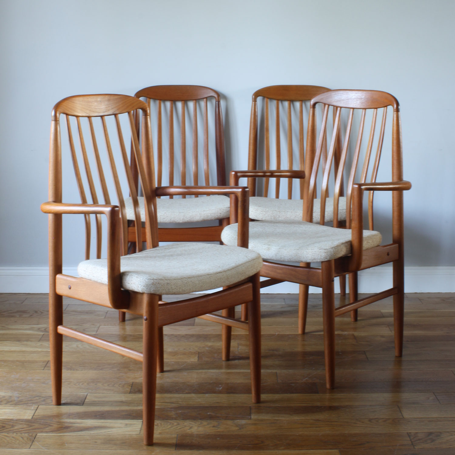 Set of Four Danish Benny Linden Solid Teak Dining Chairs