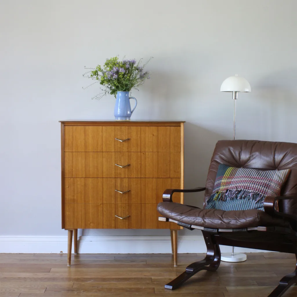 Vintage British 1960s Oak Chest of Drawers