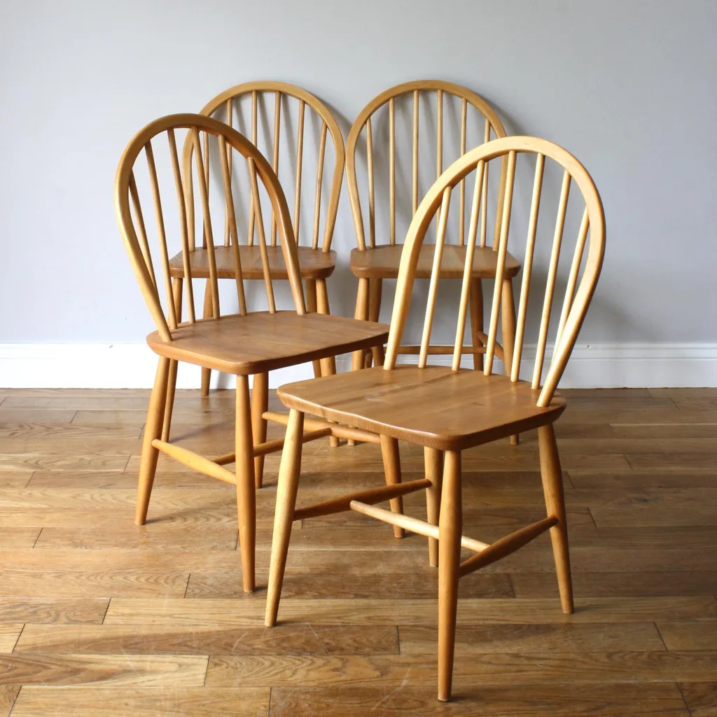 Set of Four Early 1950s Ercol Model 139 Dining Chairs