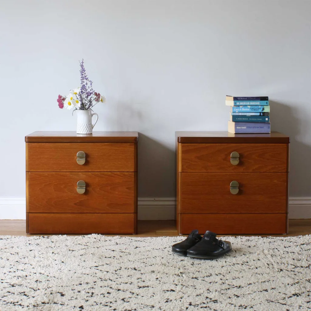 Pair of Original Vintage Stag Bedside Tables with Drawers