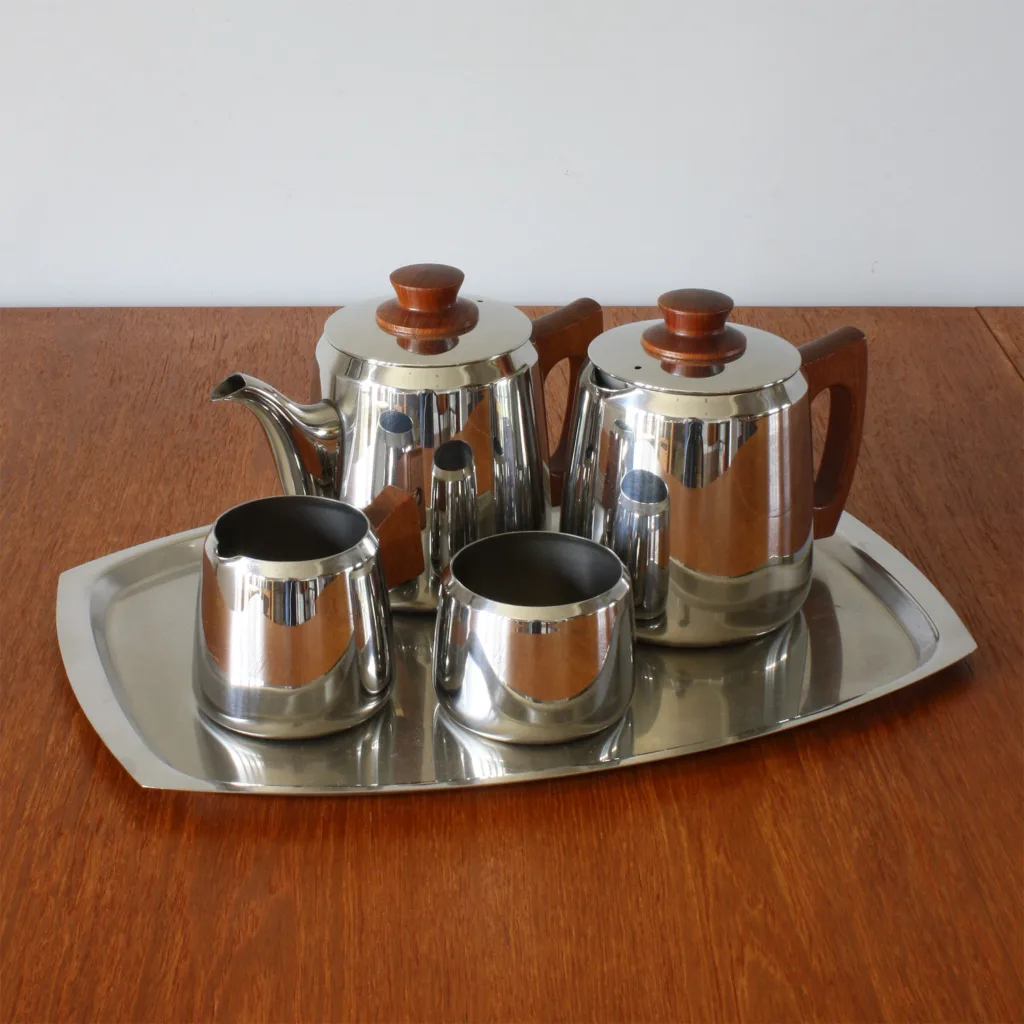 Vintage 1970s Sona Stainless Steel Coffee Set with Tray - Original ...
