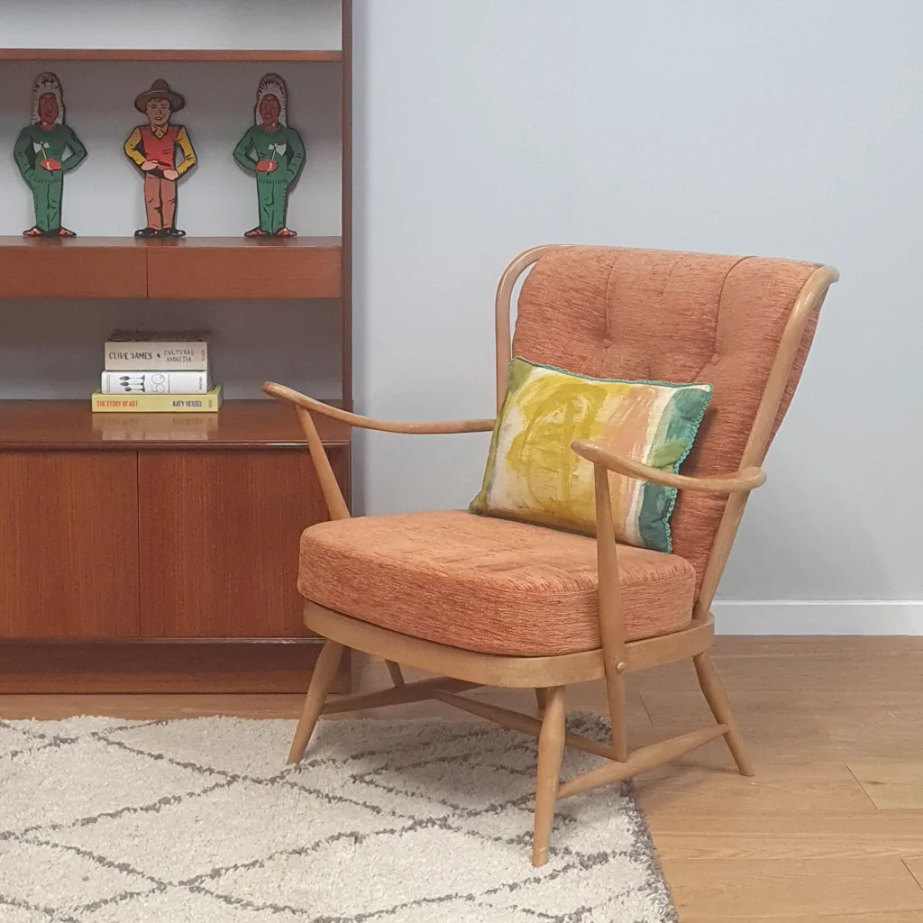 Original Vintage Ercol Model 477 Armchair with Orange Cushions ...