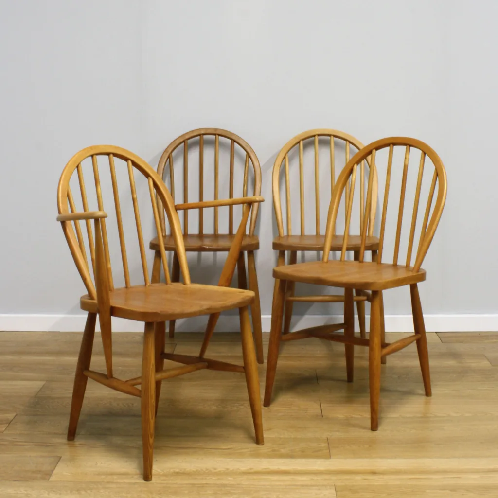 Set of Four Rare 1950s Vintage Ercol 'Windsor' Model F182 Dining Chairs ...
