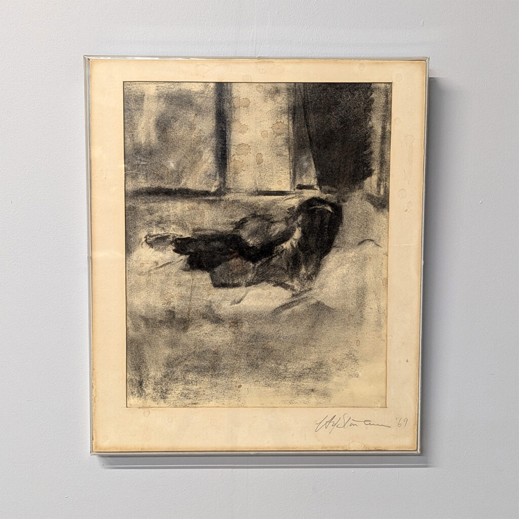 Midcentury Charcoal Study of a Reclining Woman - Framed & Signed - Original Homewares