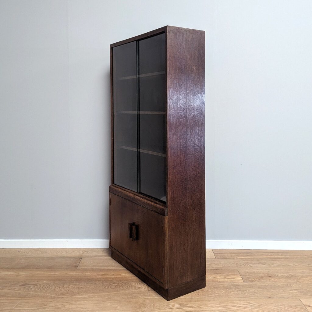 Vintage 1940s CC41 Tall Oak Bookcase Cabinet - Original Homewares