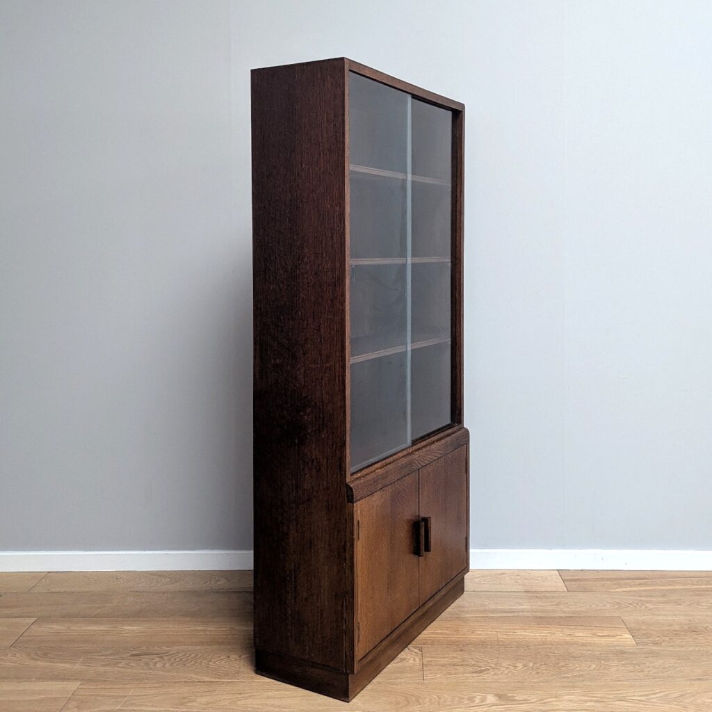 Vintage 1940s CC41 Tall Oak Bookcase Cabinet - Original Homewares